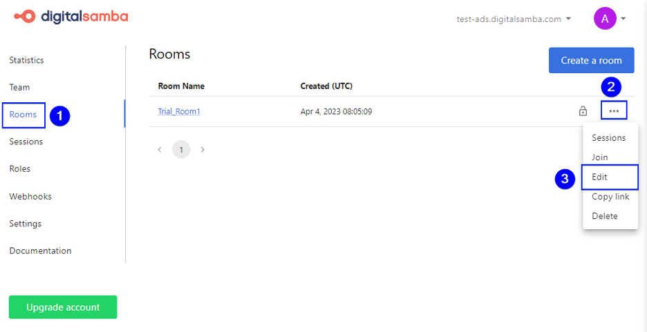 How to configure your Digital Samba Rooms using Dashboard